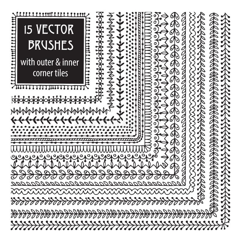 Vector Set of Brushes with Outer and Inner Corner Tiles Stock Vector ...
