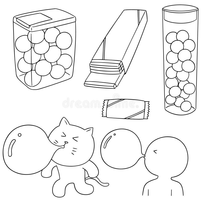 Vector set of bubble gum stock vector. Illustration of chewing - 144520499