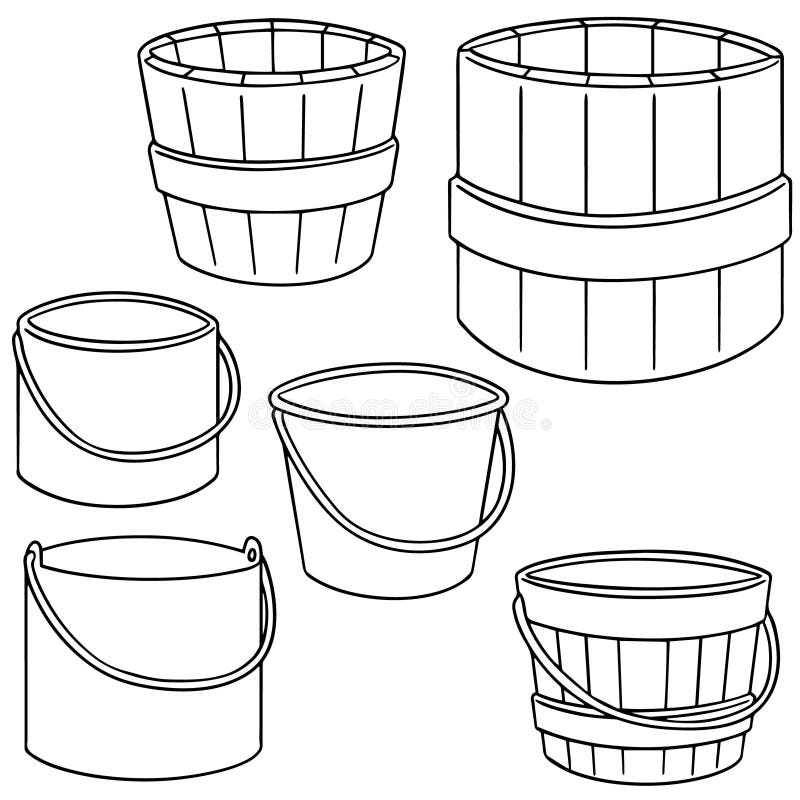 Vector Set of Ice Box and Ice Bucket Stock Vector - Illustration of ...