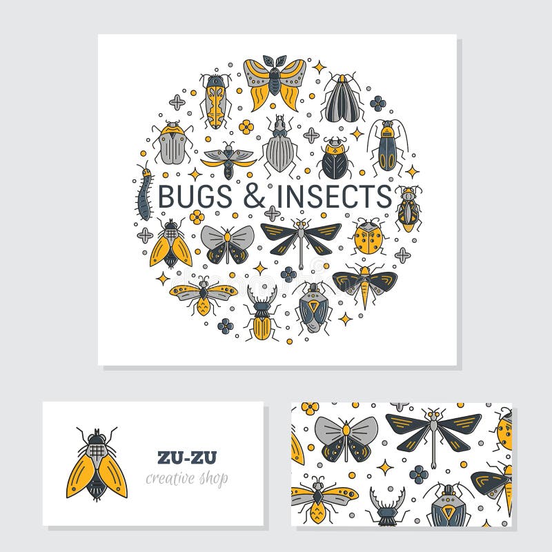 Bugs and Insects Identity Design Cards Vector Stock Vector ...