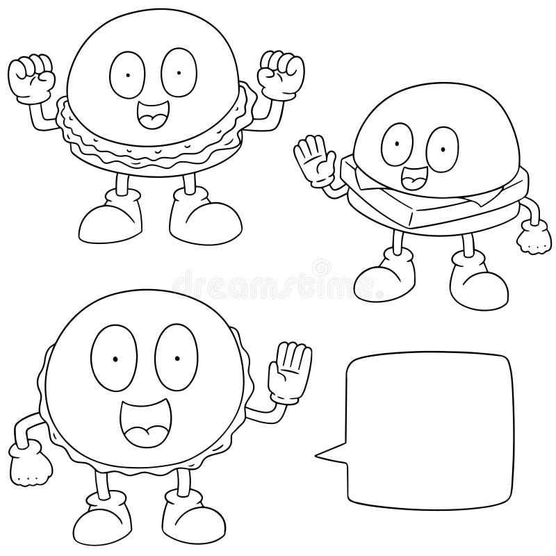 Vector Set of Burger Cartoon Stock Vector - Illustration of decor ...