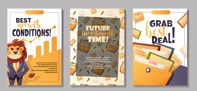 Vector Set of Business Flyers with Motivational Text Stock Vector ...