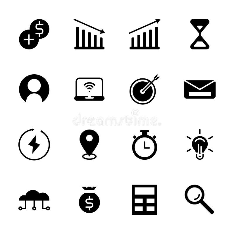Vector Set of Business Icons. Solid Icons Financial and Business Icon ...