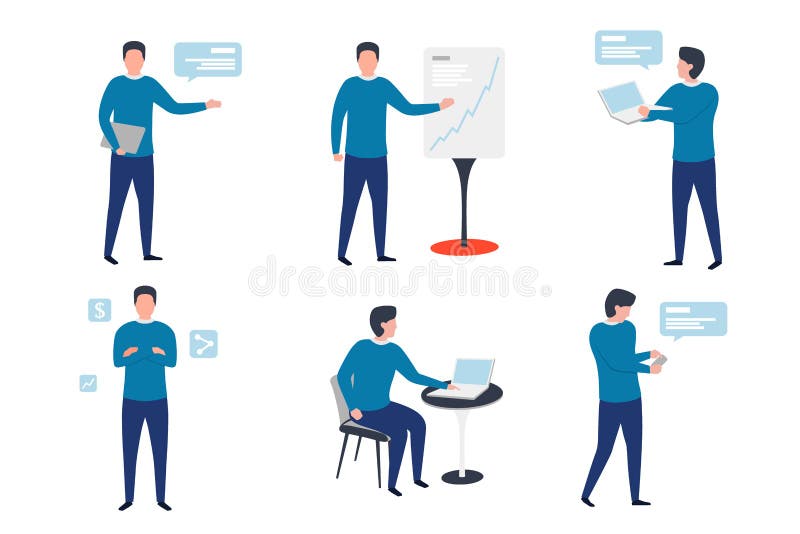 Vector Business Man in Different Work Situations Stock Vector ...