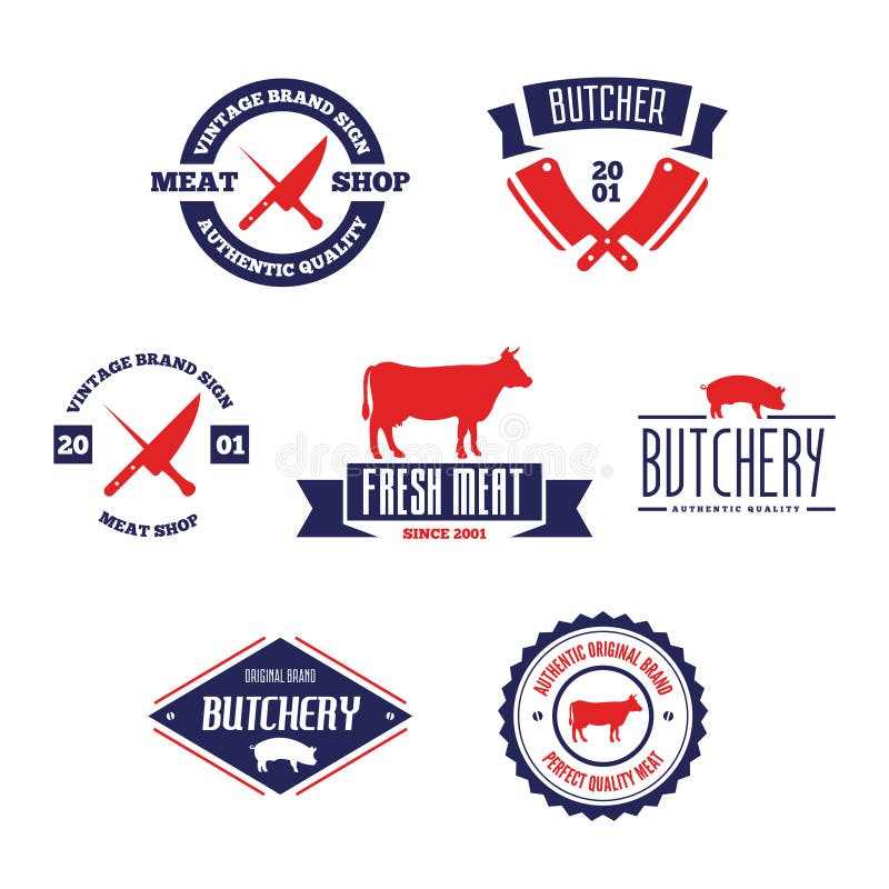 Vector Set of Butchery Labels, Badges and Design Elements Stock Vector ...