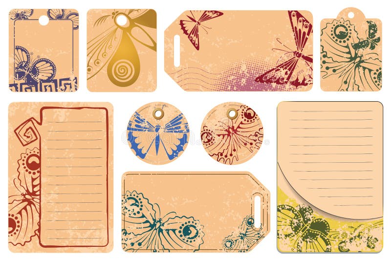 Vector Set: Butterfly Tags for a Message Stock Vector - Illustration of ...