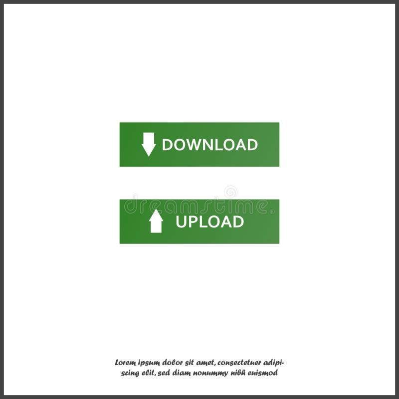 Vector Set Button Download and Upload. Illustration Button on Green ...