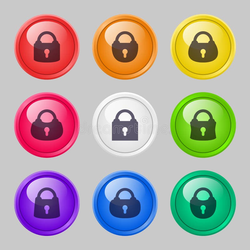 Vector Set of Buttons with Locks. Stock Vector - Illustration of bright ... Vector Set of Buttons with Locks. Stock Vector - Illustration of bright ...