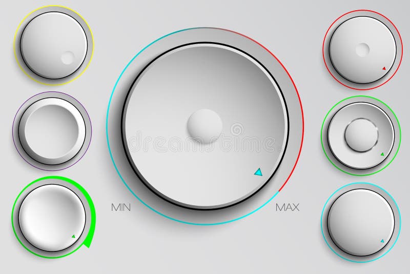 Vector Set of Buttons, Volume Control Stock Vector - Illustration of ...