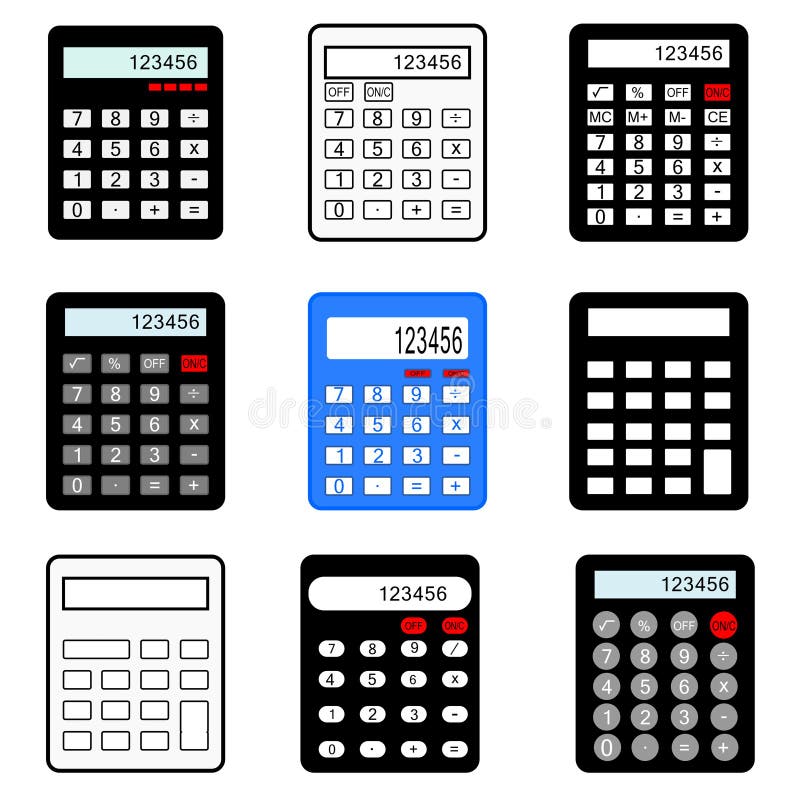 Vector Set of Calculators of Various Types Stock Vector - Illustration ...