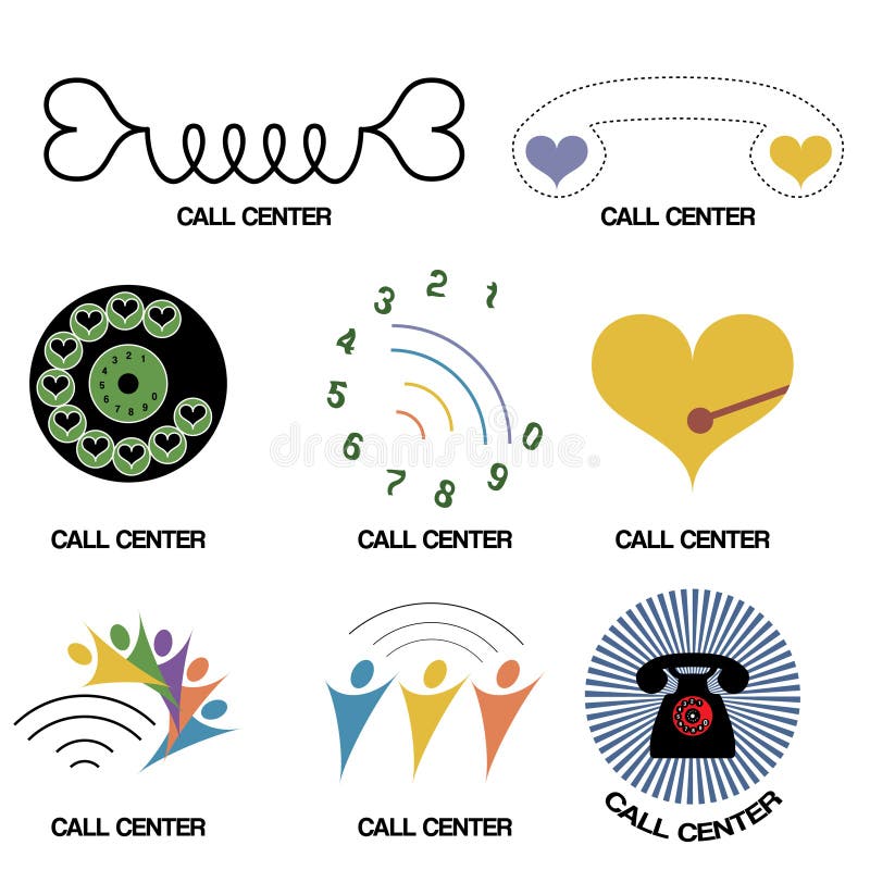 Set Of Vector Logos Call Center Stock Vector - Illustration of ...