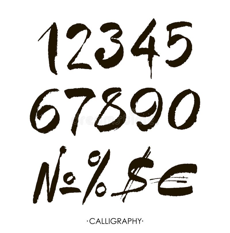 Vector Set of Calligraphic Acrylic or Ink Numbers Stock Vector ...