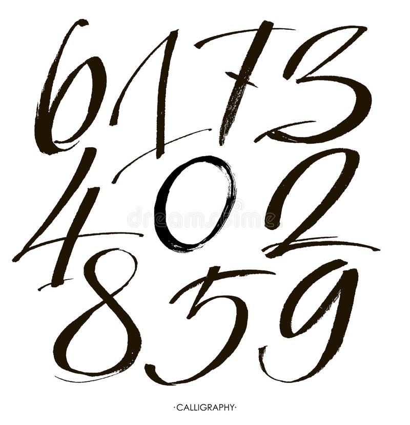 Vector Set of Calligraphic Acrylic or Ink Numbers Stock Vector ...
