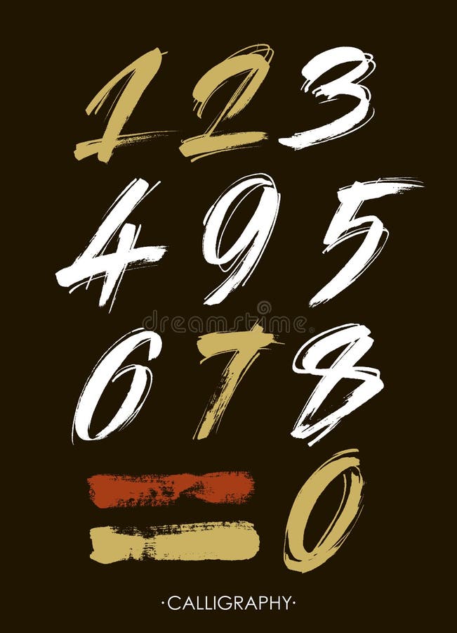 Vector Set of Calligraphic Acrylic or Ink Numbers Stock Vector ...