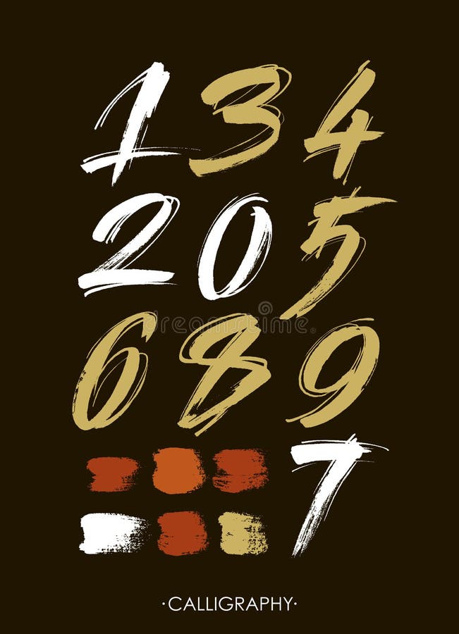 Vector Set of Calligraphic Acrylic or Ink Numbers Stock Vector ...