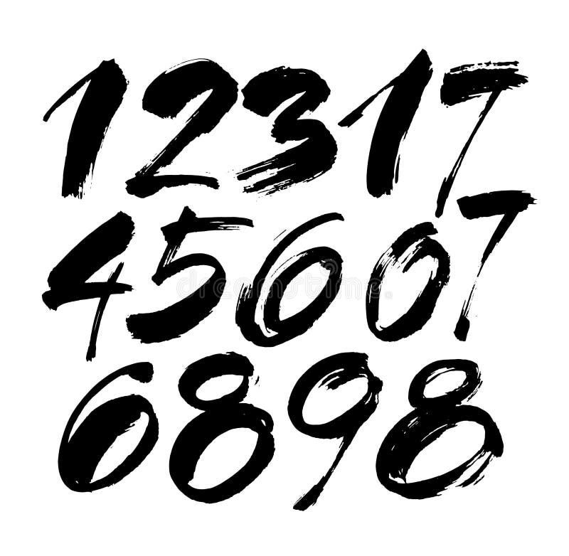 Vector Set of Calligraphic Acrylic or Ink Numbers Stock Vector ...