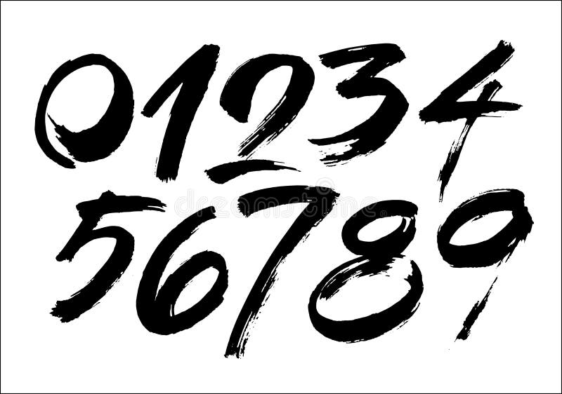 Vector Set of Calligraphic Acrylic or Ink Numbers Stock Vector ...
