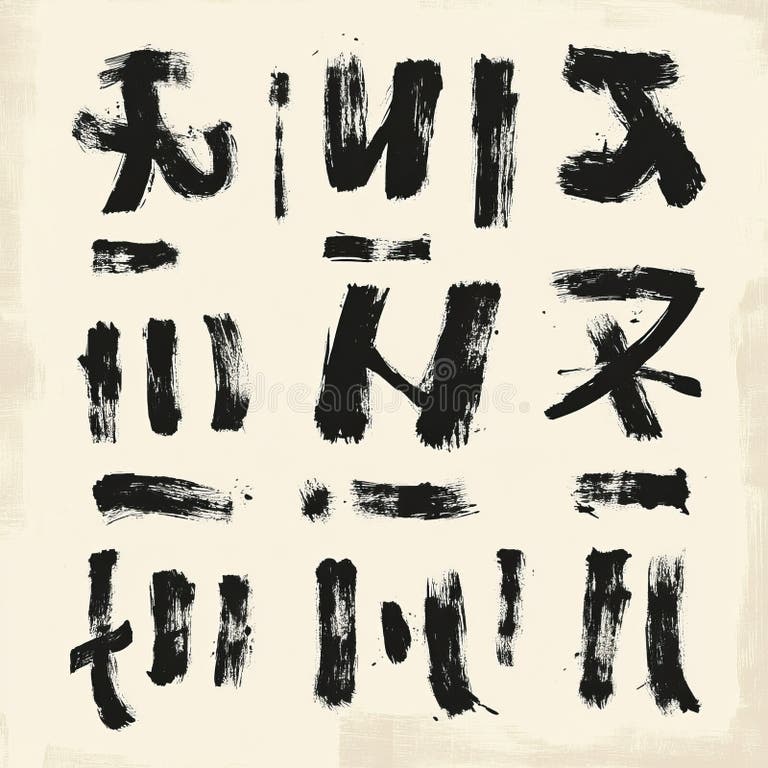 Vector Set of Calligraphic Brush Strokes. Grunge Textures Stock ...