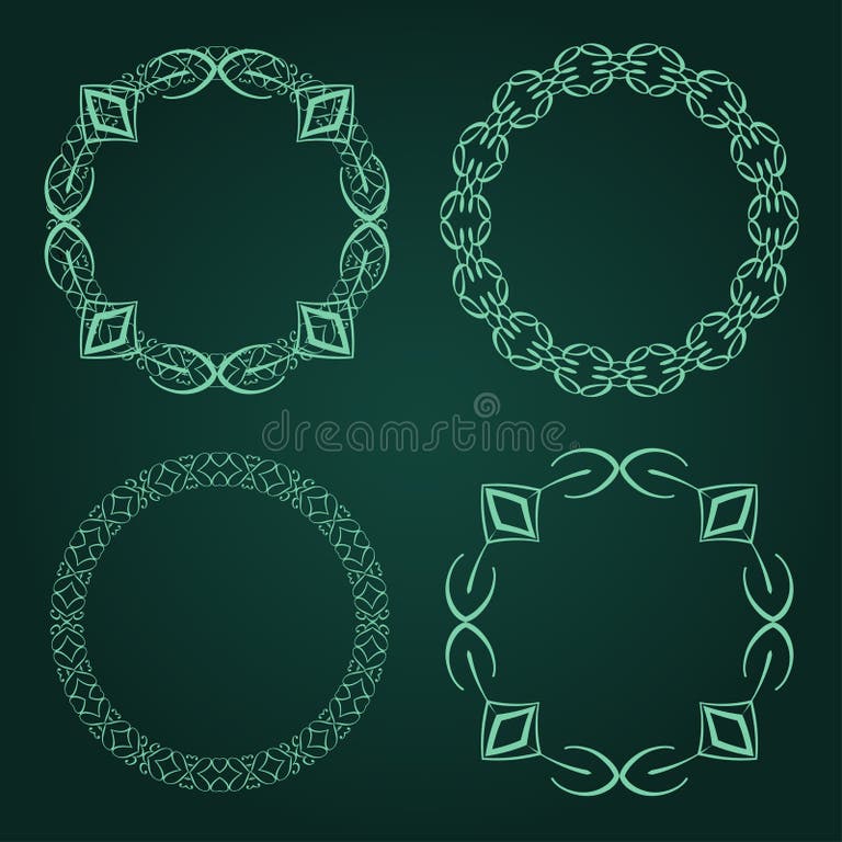 Vector Set of Calligraphic Circle Frames. Vintage Design Elements ...
