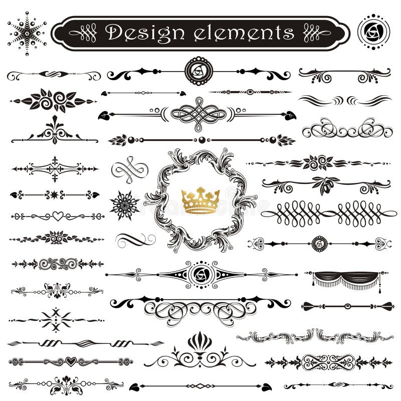 Vector Set of Calligraphic Design Elements and Page Decor. Stock Vector ...