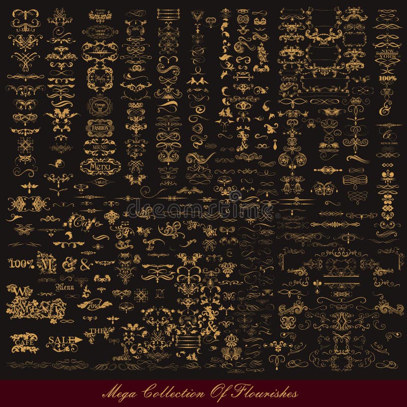 Vector Set of Calligraphic Elements for Design. Calligraphic Stock ...