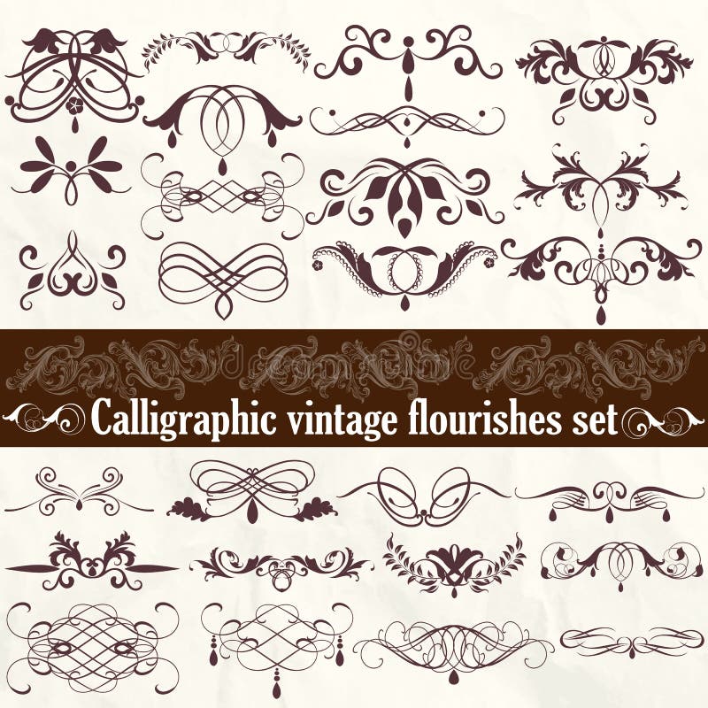 Vector Set of Calligraphic Elements for Design. Calligraphic Stock ...