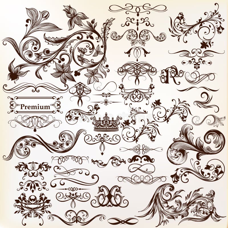 Vector Set of Calligraphic Elements for Design. Calligraphic Vector ... Vector Set of Calligraphic Elements for Design. Calligraphic Vector ...