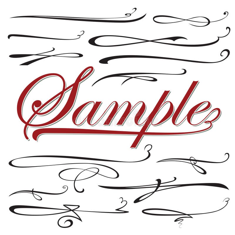 Vector Set of Calligraphic Elements for Design Inscriptions Stock ...