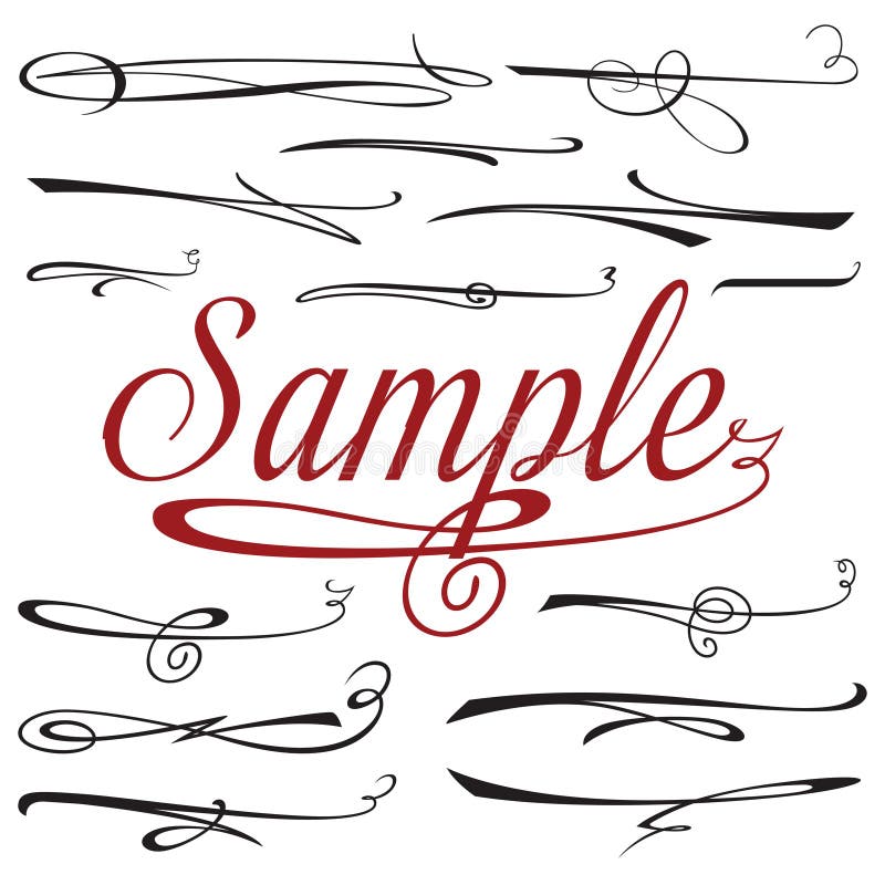 Vector Set of Calligraphic Elements for Design Inscriptions Stock ...