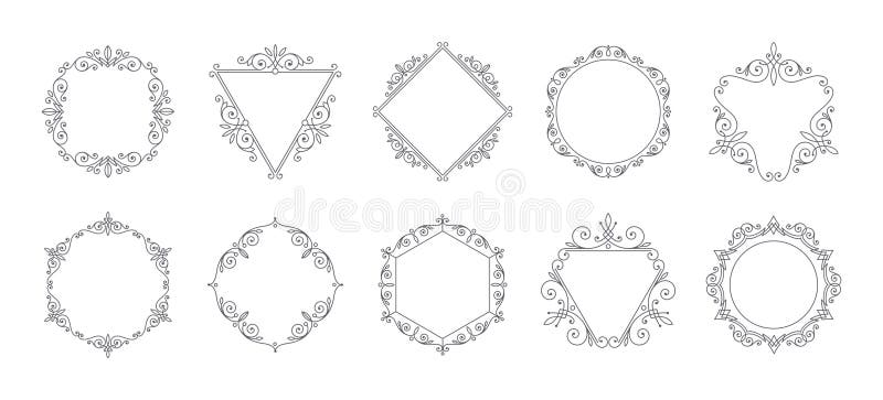 Vector Set of Calligraphic Flourishes Elegant Ornamental Frames. Stock ...