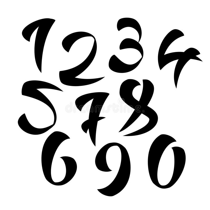 Vector Set of Calligraphic Ink Numbers. Design Elements Stock Vector ...