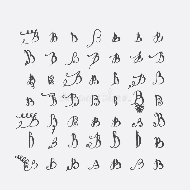 Vector Set of Calligraphic Letters B, Handwritten with Pointed Nib ...