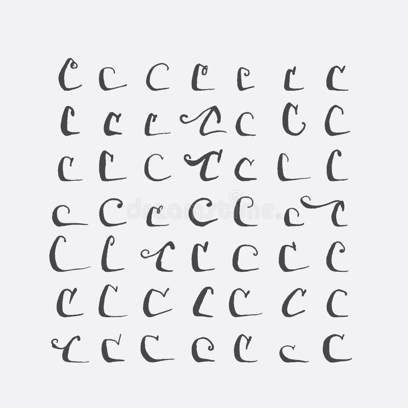 Vector Set of Calligraphic Letters C, Handwritten with Pointed Nib ...