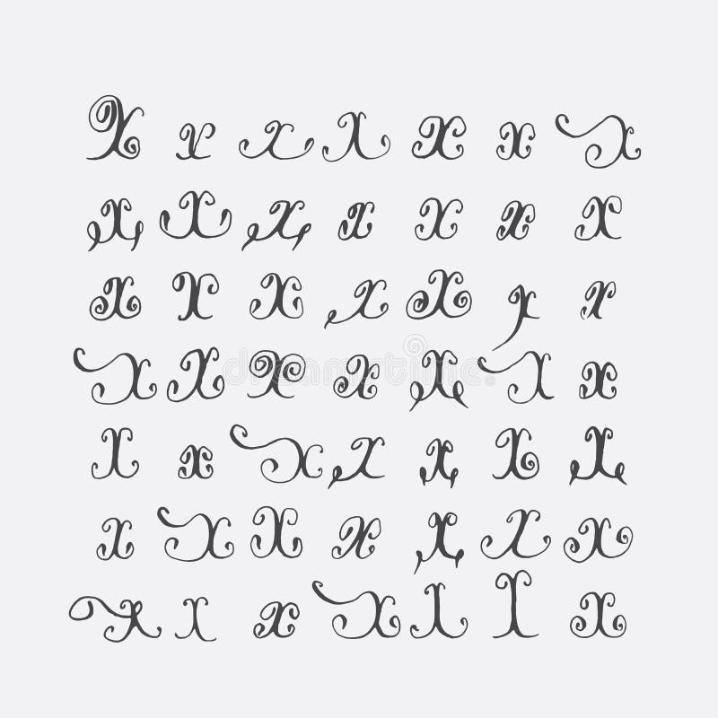 Vector Set of Calligraphic Letters X, Handwritten with Pointed Nib ...