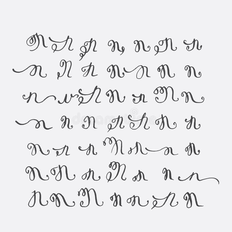 Vector Set of Calligraphic Letters M, Handwritten with Pointed Nib ...