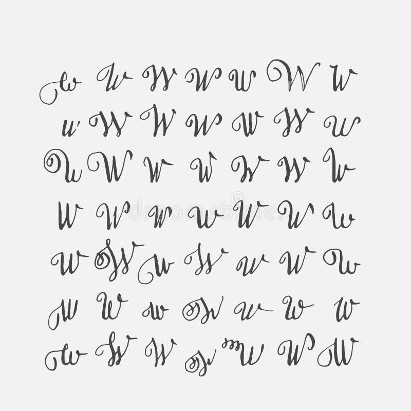 Vector Set of Calligraphic Letters W, Handwritten with Pointed Nib ...