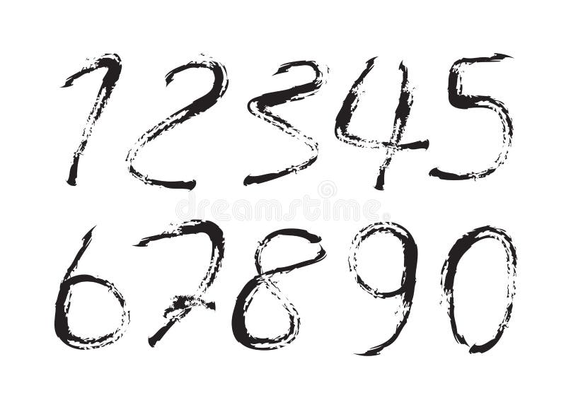 Vector Set of Calligraphic Numbers Vector Illustration, Brush Lettering ...