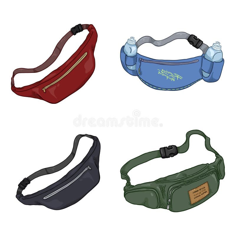 Vector Set of Cartoon Belt Bags Stock Vector - Illustration of object ...