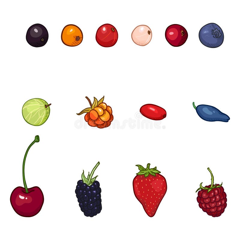 Vector Set of Cartoon Berries Stock Vector - Illustration of drawing ...