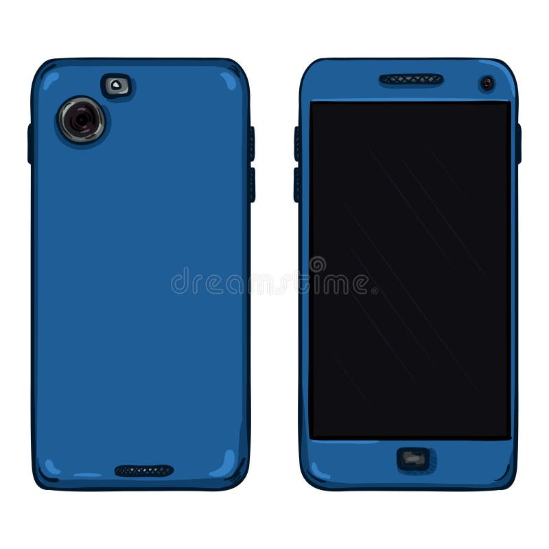 Vector Set of Cartoon Blue Smartphones Stock Illustration ...