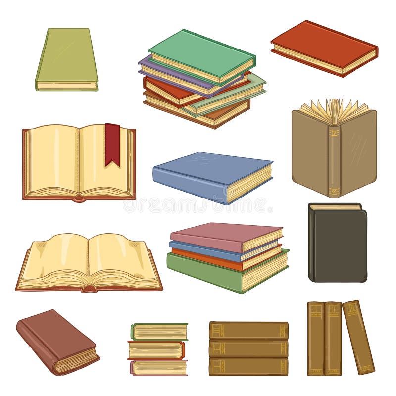 Vector Set of Cartoon Books Stock Vector - Illustration of dictionary ...