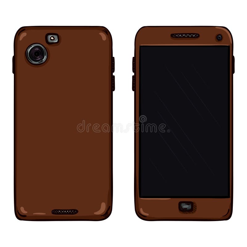 Vector Set of Cartoon Brown Smartphones Stock Vector - Illustration of ...