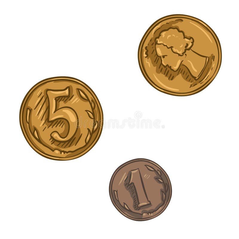Vector Set of Cartoon Coins Stock Vector - Illustration of lines ...