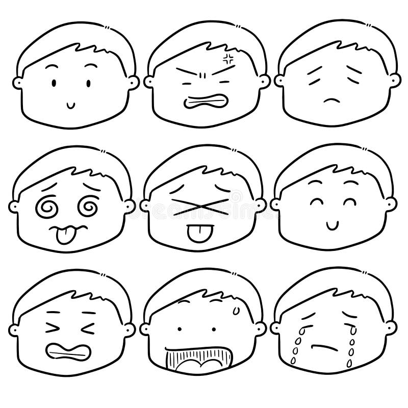 Vector set of cartoon face stock vector. Illustration of drawn - 186161075