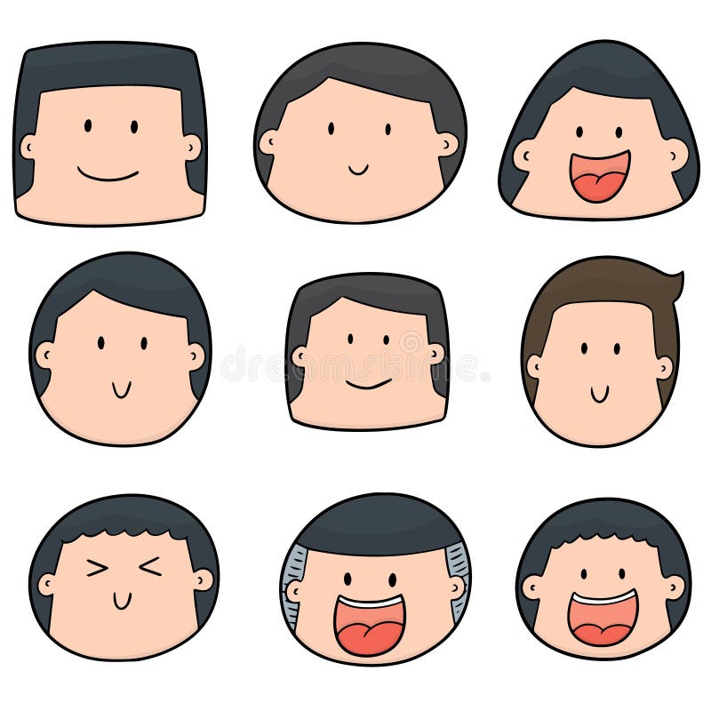 Vector set of cartoon face stock vector. Illustration of cute - 118644284