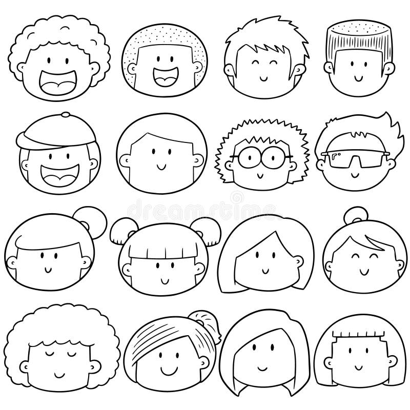Vector set of cartoon face stock vector. Illustration of smile - 119230159