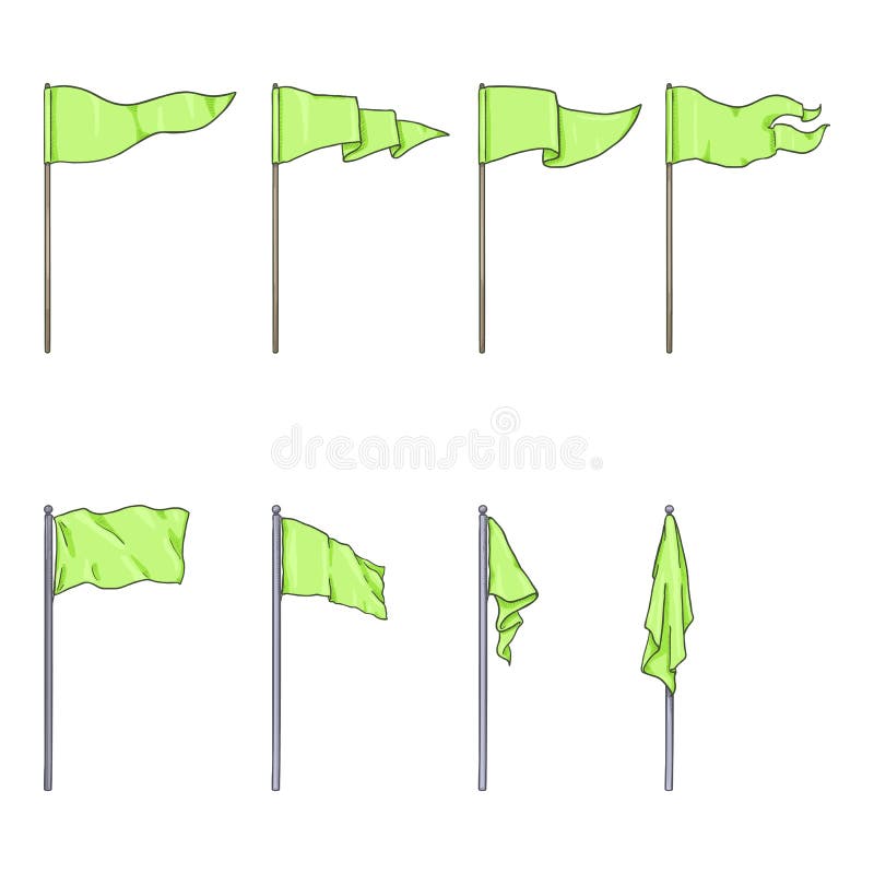 Vector Set of Cartoon Flags on Flagpoles Stock Vector - Illustration of ...