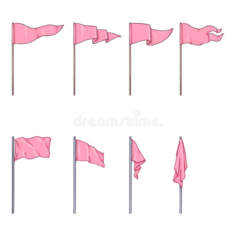 Vector Set of Cartoon Flags on Flagpoles Stock Vector - Illustration of ...