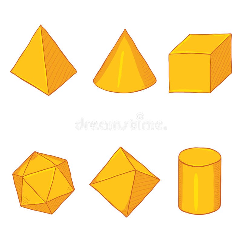 Vector Set of Cartoon Golden Geometry Shapes Stock Vector ...