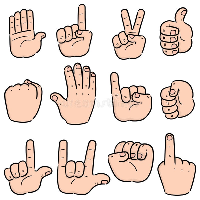 Vector set of cartoon hand stock vector. Illustration of finger - 186161010